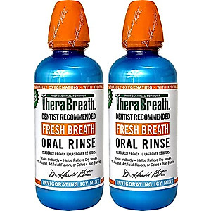 TheraBreath Dentist Recommended Fresh Breath Oral Rinse - Icy Mint Flavor, 16 Fl Oz (Pack of 2)