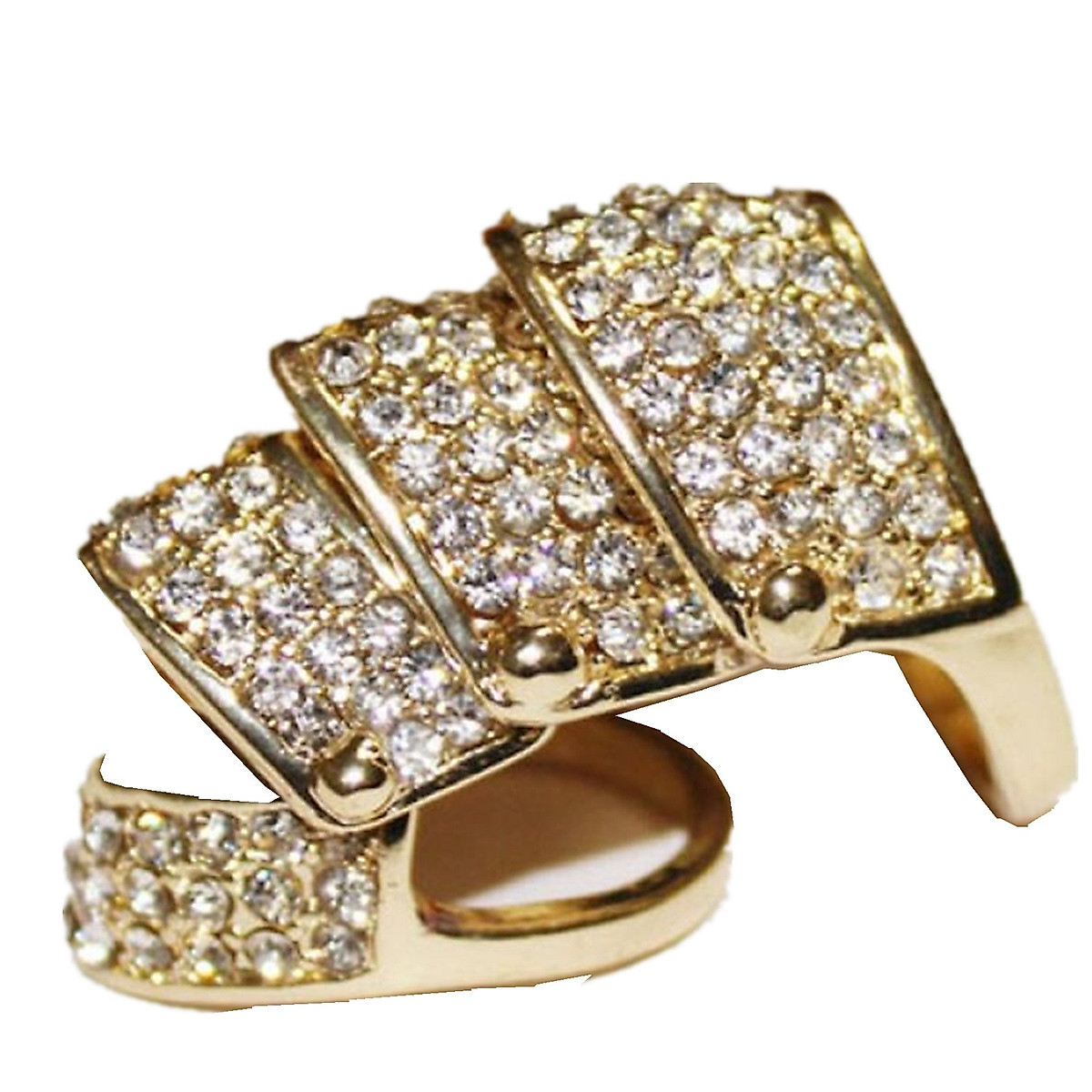 wiipujewelry WIIPUFashion knuckle rings druzy crystal gold silver punk rock hip pop kpop exaggerated ring (WP-B390) (golden)