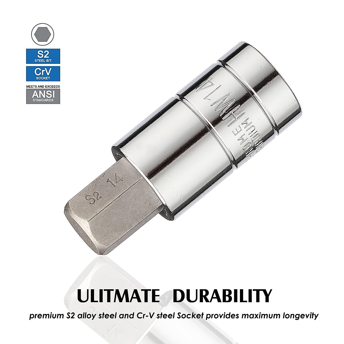 MIXPOWER 13 Piece Hex Bit Socket Set, S2 Steel Bit Socket Tool Kit, Metric, 2mm-14mm, Allen Bit Socket Kit