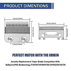 FX801R Replacement Blades for BaBylissPRO Clippers, Replacement Clipper Blades Compatible with BaBylissPRO Barberology FX870/FXF880/FX810/FX825/FX673N, Silver