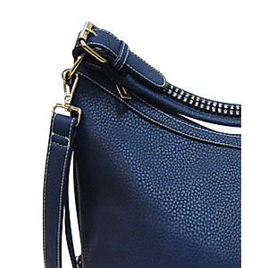 Roma Leathers Gun Concealment Purse - Vegan Leather, Convertible Multi-Purpose Strap Lockable YKK Zipper (Navy)