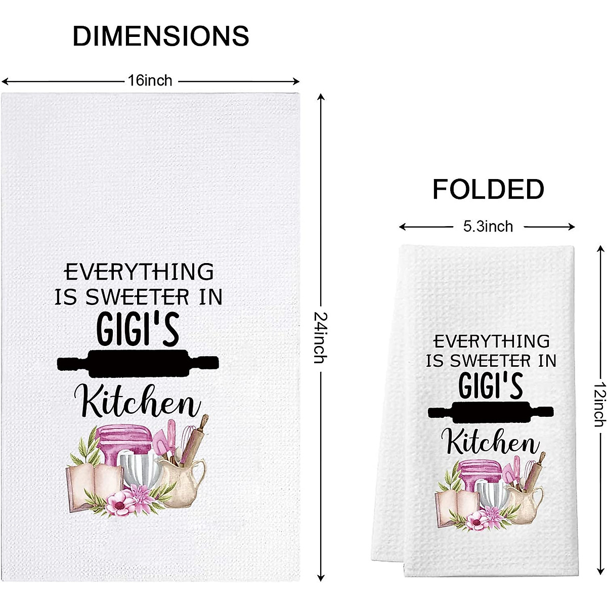 TSOTMO Gigi Gift Gigi Everything is Sweeter in Gigi’s Kitchen Grandma Kitchen Towel Dish Towel (Sweeter Gigi)