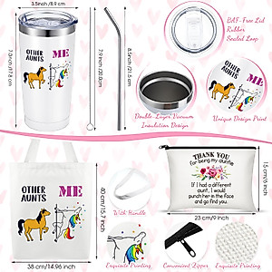 Yaomiao Mother's Day Aunt Gifts Ideas Best Aunt Ever Gifts from Niece Nephew Thank You for Being My Auntie 20 oz Travel Mug with Candle Auntie Makeup Tote Bag Socks for Women Holiday Birthday