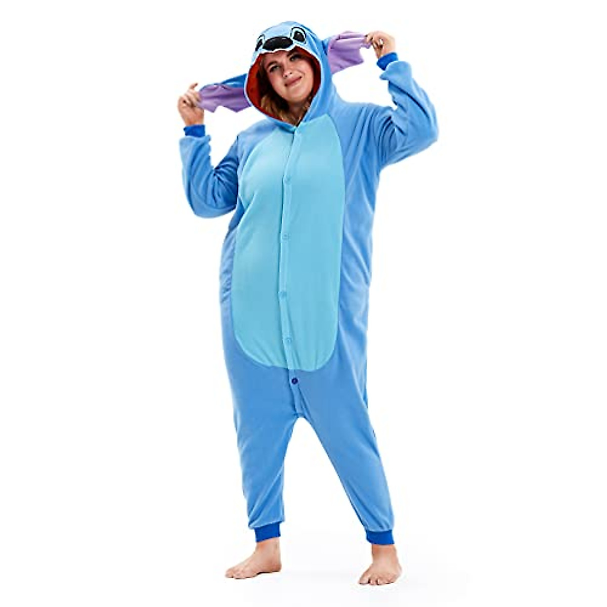 ZEALOVE Unisex Adult Stitch Onesie Animal Pajamas Halloween Cosplay Costumes Party Wear Medium, Blue