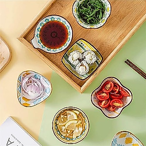 TRESORS Appetizer Plates Snack Bowls Round Ceramic Bowl Set Ceramic Small Bowl Dessert Side Dish Ice Cream Snack Condiment Dip Sauce Bowl Salad Plates Dinner Plates