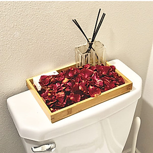 Bam & Boo - Natural Bamboo Serving Tray Modern Rectangular - for Food, Drinks, Decor, Vanity in Home, Kitchen, Bathroom, Coffee Table, Bed(Medium, 13” x 9" x 1.2")