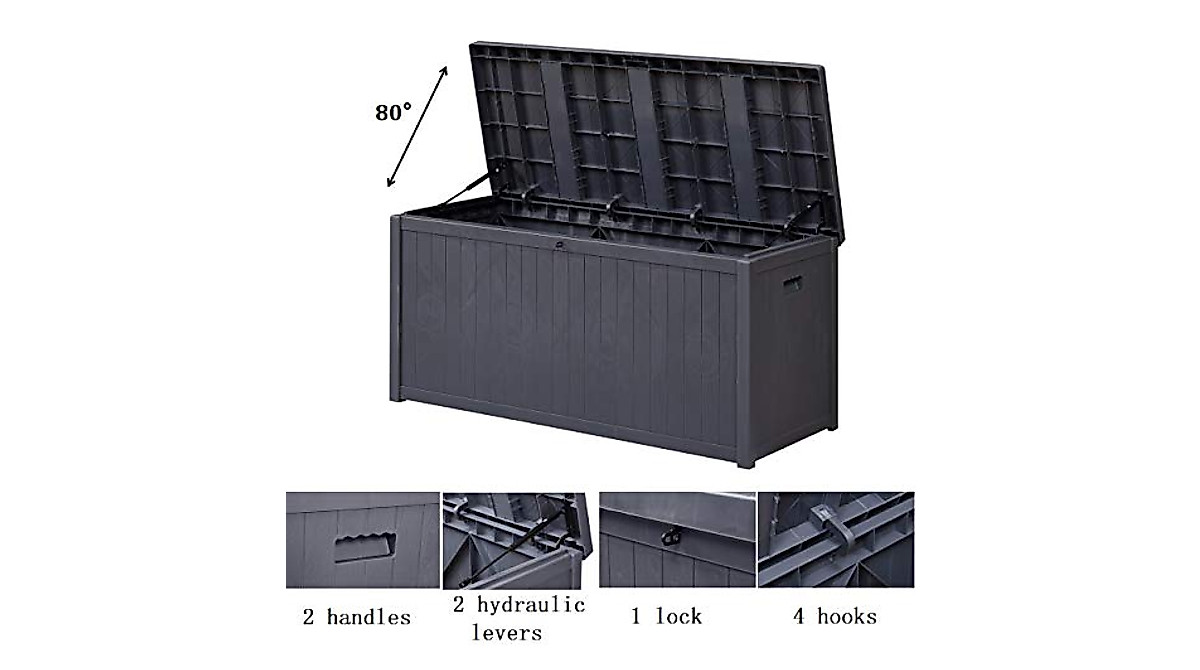Water-Resistant Plastic Deck Storage Box - 120 Gallons Outdoor Storage