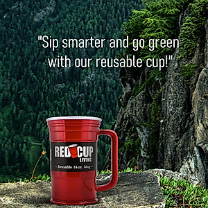 Red Beer Party Mug Glass Tumbler | Party Cups Ideal for Kids Adults | Reusable Drinking Supplies Birthday Party Camping Travel Outdoors | Durable & Unbreakable BPA Free Dishwasher Safe - 24 Oz
