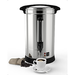 Takywep 120 Cup Stainless Steel Coffee Urn, Large Capacity Commercial Coffee Maker Perfect for Church, Meeting rooms, Lounges, and Other Large Gatherings-18L