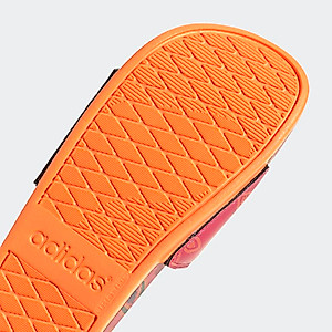 adidas Women's Adilette Comfort Slide Sandal, Signal Orange/Signal Orange/Vivid Berry, 6