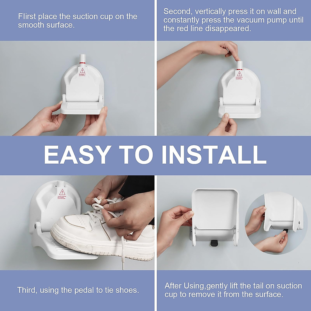 Shower Foot Rest with Reusable Suction Cup for Shaving Legs,Anti-Slip Shower Pedal with No Drilling Suction Cup,Foldable Shower Step with Powerful Suction Cup for Pregnant Woman & Back Pain Sufferers