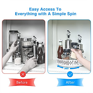 MIHIRO Metal Lazy Susan Organizer 360° Rotating Storage Tray Spice Rack, Cosmetics and Perfume Organizer Large Capacity for Dresser Countertop Kitchen Cabinet Bathroom (1 Piece, White)