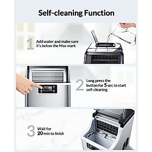 Silonn Ice Makers Countertop - 24Pcs Ice Cubes in 13 Min, 45lbs Per Day, 2 Ways to Add Water, Auto Self-Cleaning, Stainless Steel Ice Machine for Home Office Bar Party