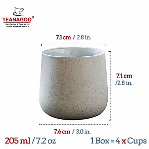 TEANAGOO Pottery Chinese Tea Cup Tea Cup, 5.8 Oz, Junware, TC03 Grey, 4 Pcs/box, Occupied Japan Tea Cups Porcelian Asian Tea Cups No Handles Japanese Tea K Cups