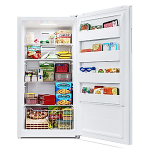 KoolMore Upright Freezer/Refrigerator Convertible, 2-in-1 Appliance, Home, Dorm, and Garage Ready Fridge/Freezer Storage for Fresh or Frozen Food and Drinks, Wire Shelves and Drawer [White] (RUF-17C)