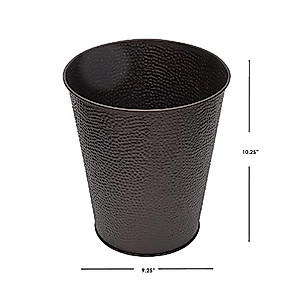 Home Basics Open Top Round 5 Lt Hammered Steel Waste Bin, Bronze