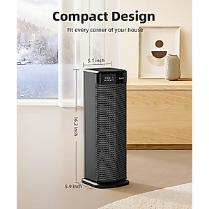 BREEZOME Space Heater for Indoor Use, 1500W Fast Heating Electric Heater with Thermostat, 90°Oscillating PTC Ceramic Heater, 24H Timer Portable Room Heater for Home Office Bedroom