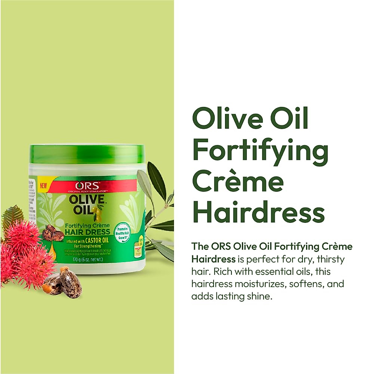 ORS Olive Oil Fortifying Cream Hair Dress Infused with Castor Oil for Strengthening 6 Ounces