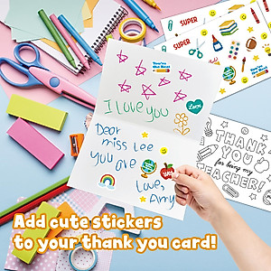 Gooji 4x6 Kids Teacher Appreciation Cards Teacher Thank You Cards with Stickers for Coloring and Fun DIY Project School Classroom Gift Elementary Kindergarten Preschool 10 Pack