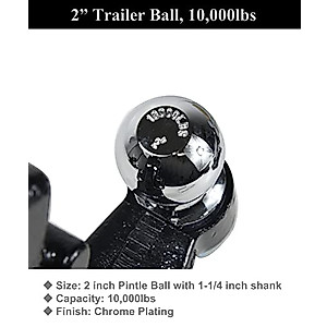 REYSUN 864183 8 Ton Bolt on Pintle Hook Hitch Ball Mount with 2 inch Trailer Ball Combination, fits for Pintle Mount with Fastner Kit