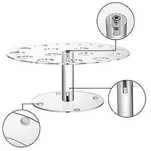 Peohud 2 Pack Ice Cream Cone Holder, 16 Holes Acrylic Ice Cream Cone Display Stand, Clear Waffle Hand Roll Sushi Display Rack for Weddings, Birthday Parties, Anniversaries, Round