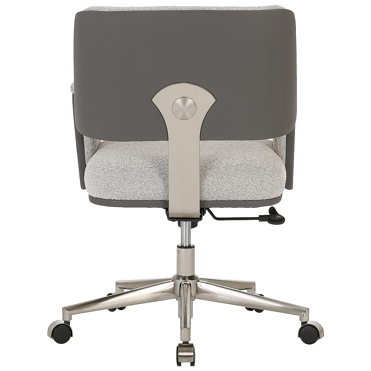 Realspace® Modern Comfort Picali Bouclé Fabric/Vegan Leather Low-Back Task Chair, White Stone/Gray/Brushed Nickel, BIFMA Compliant