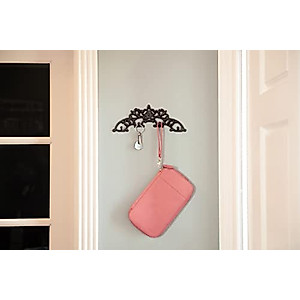 gasare, Decorative Hooks, Key Holder for Wall, Cast Iron Hooks, Wall Mount Screws and Anchors, 12 x 4 ½ Inches, Brown, 1 Unit