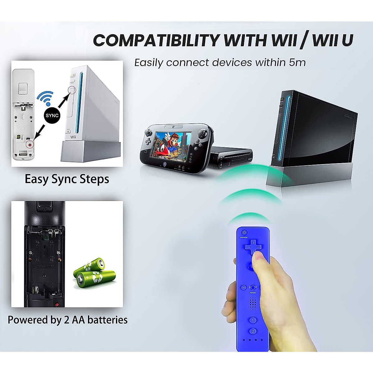 PGYFDAL 2 Pack Remote Controller and Nunchuck Joystick for wii Console, Gamepad with Silicone Case and Wrist Strap (Pink and Dark Blue)