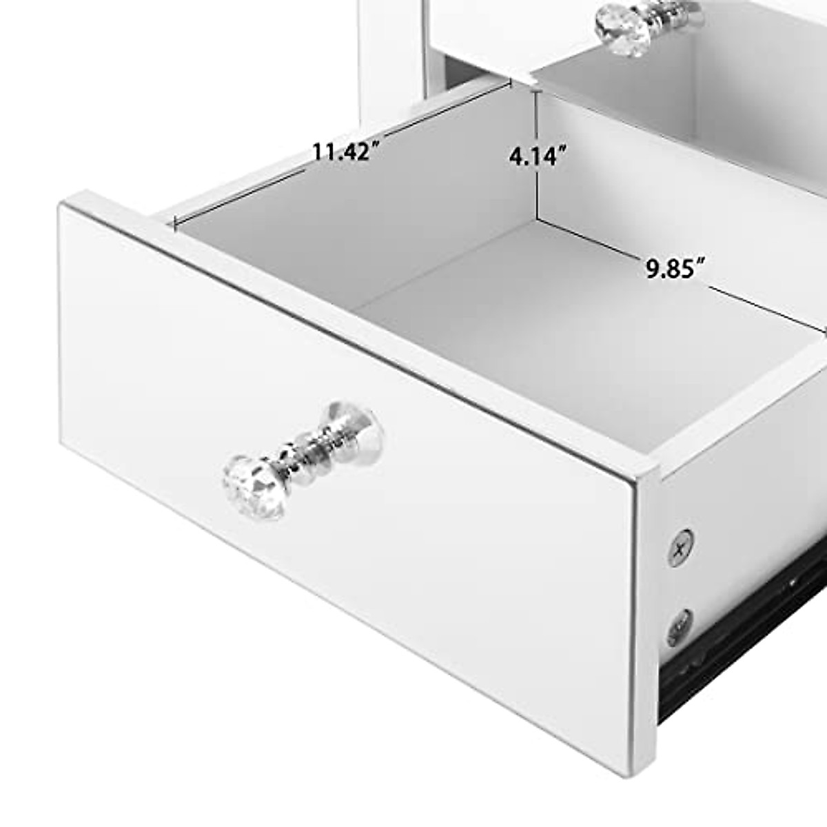 HONHPD Mirrored 2 Drawer Nightstand, Crystal End Table with 2-Drawers, Mirror Accent Silver Table, Bedroom Mini Cabinet Furniture (Delivery from Local Warehouse in The United States)