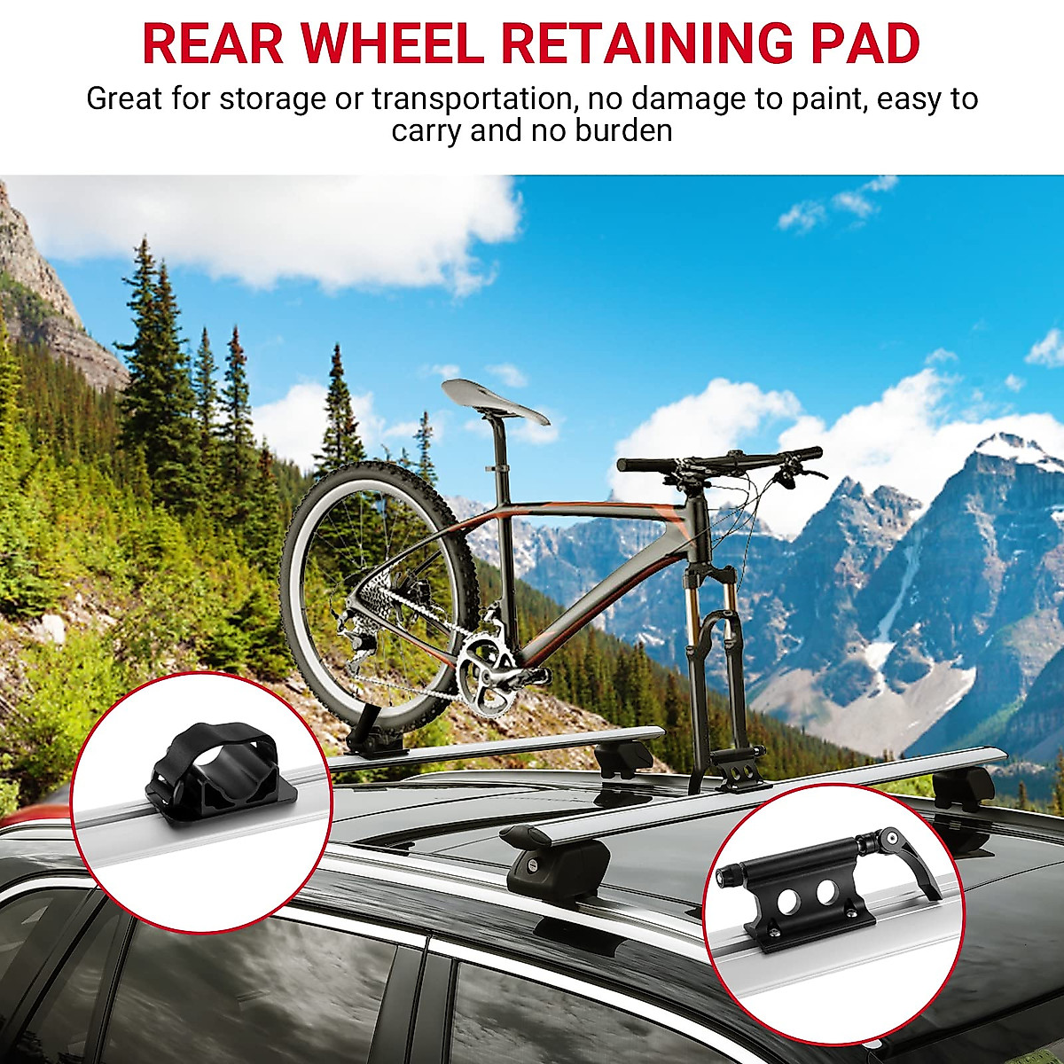 Partol Bike Block Fork Mount Universal Quick Release Fork Block Mounts Bike Rack Carrier Aluminum Alloy Bicycle Car Roof Mount Rack for Vehicles/Truck/Pickup/Trailer/Vans (Black, 2 Pack)