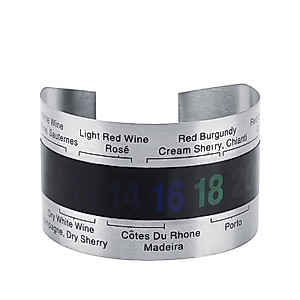 Stainless Steel Wine Bottle Thermometer, Wine LCD Thermometer Bracelet Thermometer No Battery Beer Temperature Bottle Bracelet Sensor for Home Brewing