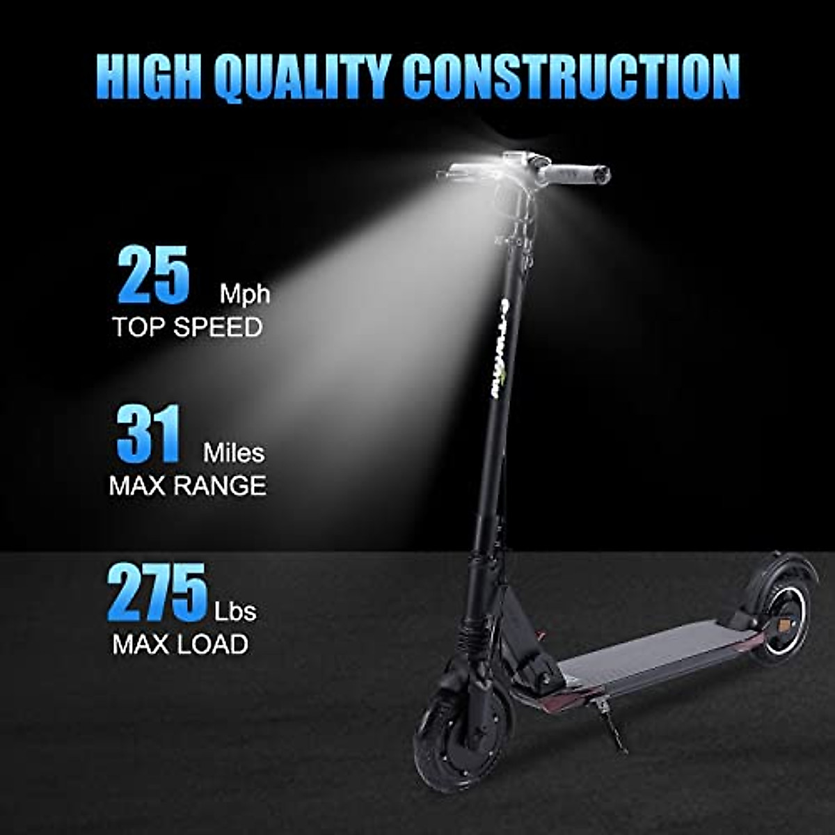 E-TWOW GT SE Electric Scooter, 31 Mile Range, 25 MPH Max Speed, 275lbs Max Load, Adjustable Handlebar Height, Lightweight(29lbs) and Foldable, Great for Commuting, UL Certified