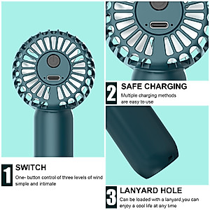 VEMONT Handheld Fan, Mini Portable Hand Fan with 2500mAh Rechargeable Battery,Personal Pocket Hand Held Fan with 3 Speeds(3-10H Working Time),Super Small Size Fans perfect for Outdoor Travel Camping