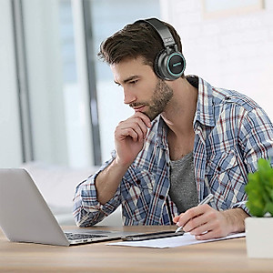 REETEC Bluetooth Headphones Over Ear - [Colorful LED Lights, 20H Playtime] Foldable Hi-Fi Stereo Wireless Headphones with Built-in Mic for iPhone, iPad, Smartphones, Laptop, PC, SD/TF, Grey