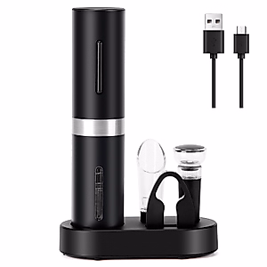 Circle Joy Electric Wine Opener Set with Charging Base, Type-C Charging Cordless Electric Wine Bottle Opener， Automatic Corkscrew Remover Kit with Rechargeable Stand for Home Party Bar Restaurant