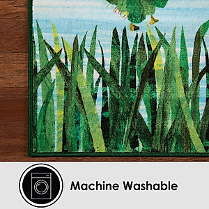 Eric Carle Home Dynamix The Very Hungry Caterpillar Elementary Sun Scene Kids Machine Washable Area Rug, Blue/Green, 35"x51"