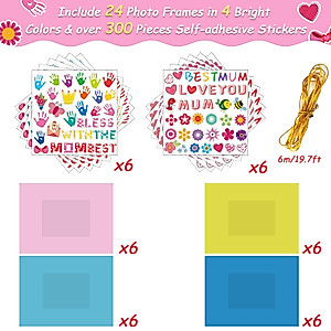 30 Packs Mother's Day Picture Frame Craft Kits for Kids Mother's Daytime DIY Craft Flower Bee Butterfly Easter Art Favor Home Classroom Game Activities Bulletin Board Decoration