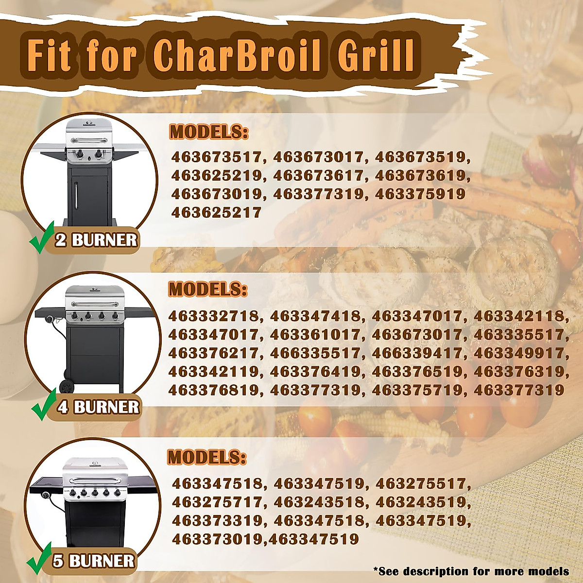 SafBbcue G470-5200-W1 Grill Parts Kit for Charbroil Performance 5 Burner 463347519 463243518 463243519 463275717 463275517 463347518 463373019 463373319 G470-0004-W1 Grill Parts, 304 Stainless Steel