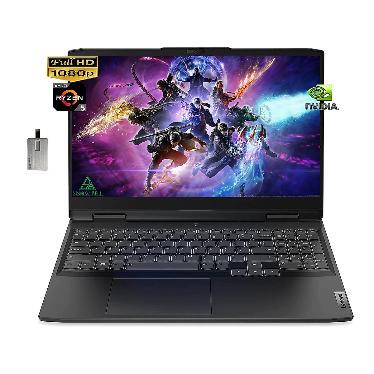 Lenovo 2023 IdeaPad Gaming 3 15.6'' 120Hz Laptop, AMD Ryzen 5 6600H, 16GB RAM, 1TB PCIe SSD, NVIDIA GeForce RTX 3050, Backlit Keyboard, Onyx Gray, Windows 11, 32GB SnowBell USB Card,