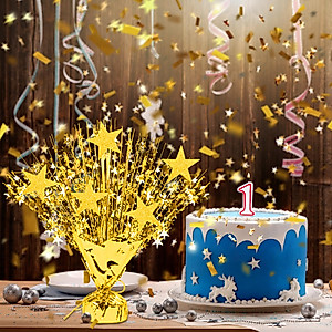 LACGO 4 PCS Metallic Foil Spray Centerpieces for Table - 12’’ Gold Centerpieces Decors with Star Party Favor Supplies for Wedding Birthday Baptism Graduation Celebration Home Decorations