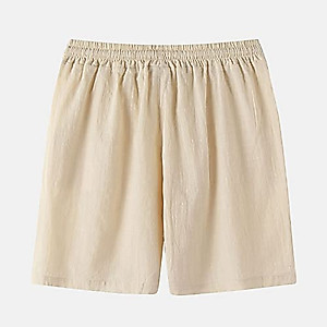 Men's 7 Inch Inseam Linen Shorts Classic-Fit Drawstring Elastic Waist Pleat Front With Pocket Outdoor Sport Gym 5 Inch Inseam With Liner Khaki 2X