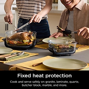 Ninja Crispi Air Fryer, Microwave, Freezer & Dishwasher Safe, Non Toxic Glass Portable Cooking System, 4 QT & 6 Cup Glass Containers with Storage Lids, Easy Meals, Air Fry, Bake, & More Grey, FN101GY