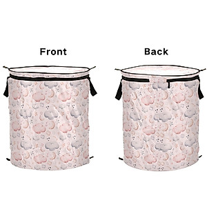 Blue Clouds Gold Stars and Moons Laundry Hamper Cubby Home 62 Qt Collapsible Round