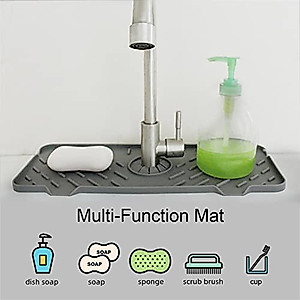 SKYXIU Silicone Faucet Handle Drip Catcher Tray,Silicone Sink Faucet Mat,Splash Catcher for Sink Faucet Behind Sink Splash Guard for Kitchen,Bathroom,and RV (White)