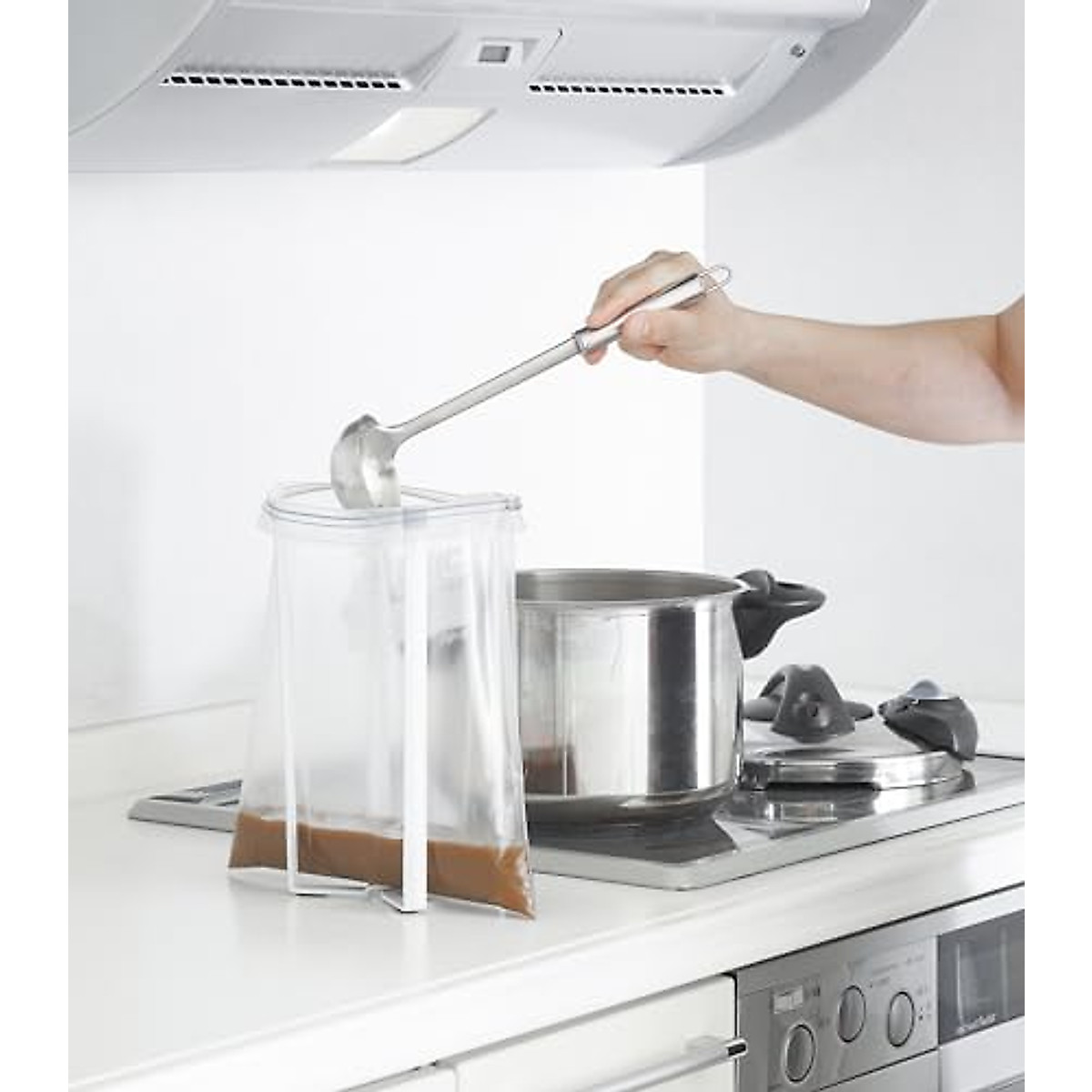 YAMAZAKI home 6784 Kitchen Multi Eco Stand-Multifunctional Plastic Bag Holder, One Size, White