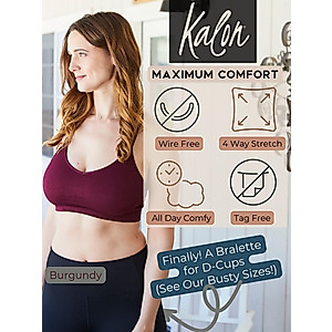 Kalon Women’s 4 Pack Demi Padded Bralette Wireless Comfortable Bra (M/L, Winter)