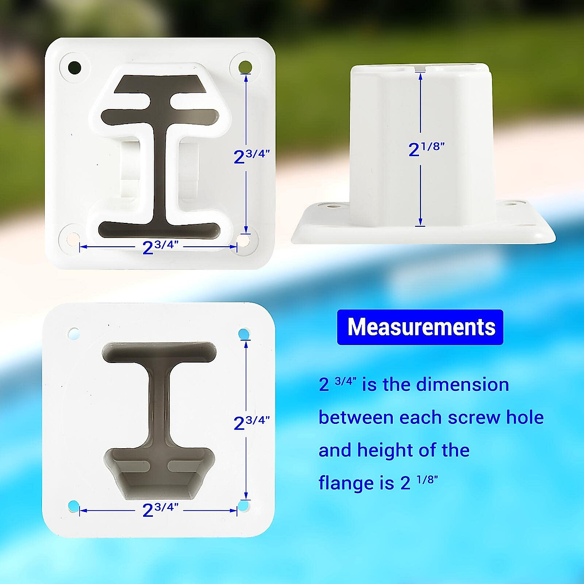 Pool Ladder Flanges for Heavy Duty Resin in-Pool above Ground Swimming Pool Ladder (2 Pack)