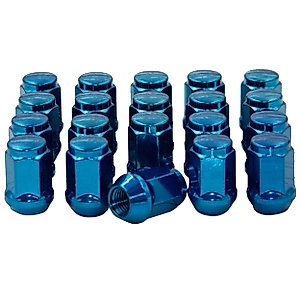 Wheel Accessories Parts Set of 20 1.38in 3/4 Hex Lug Nut Closed End Bulge Acorn (20, M12x1.5, Blue) Aftermarket Lug Nuts, for Toyota, Chevy, Ford