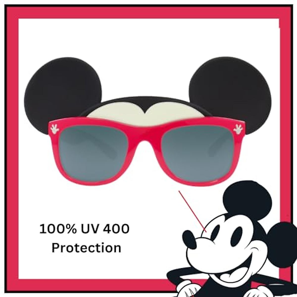 Sun-Staches Official Mickey Mouse Sunglasses for Kids | Disney Eyewear, Party Accessory or Costume | UV 400 | One Size Fits Most Kids