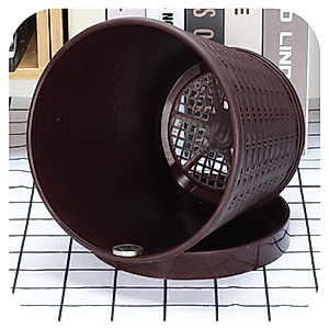 QLINDGK Bamboo Woven Plant Pot, Plastic Plant Pots with Drainage and Saucer Nursery Seedling Planter Garden Flower Pot Container for Indoor Outdoor Bonsai Plants